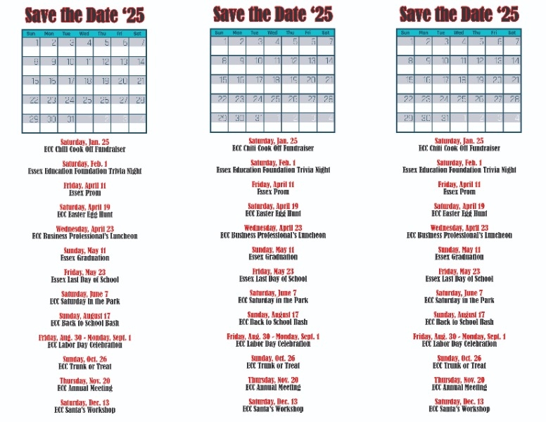 City of Essex - 2025 ECC Calendar of Events